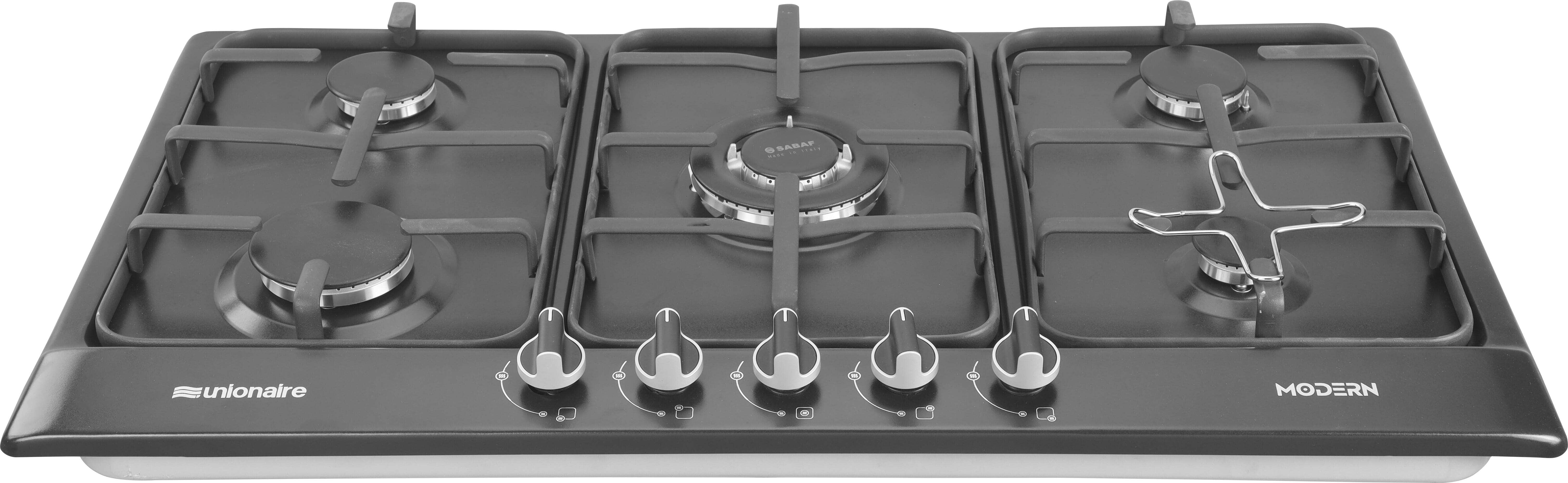 Unionaire BH5090B-8-IS-MD Built-in Gas Cooker, 5 Burners, 90 cm - Black ...